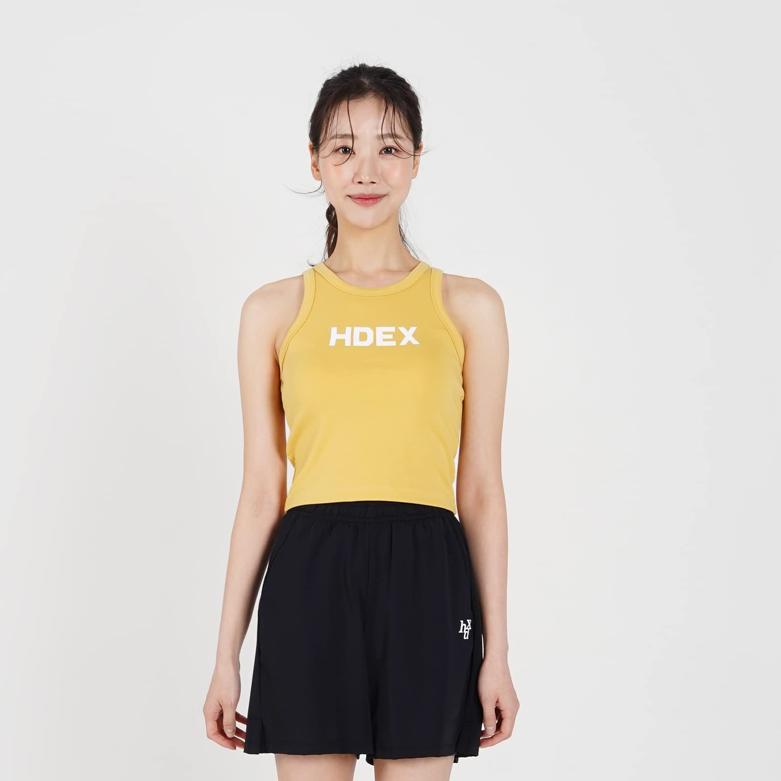 HDEX Women’s Main Logo Crop Tank Tops Workout Gym Basic Sleeveless Vest (Black/White/Light Pink/Mustard Yellow/Light Blue)