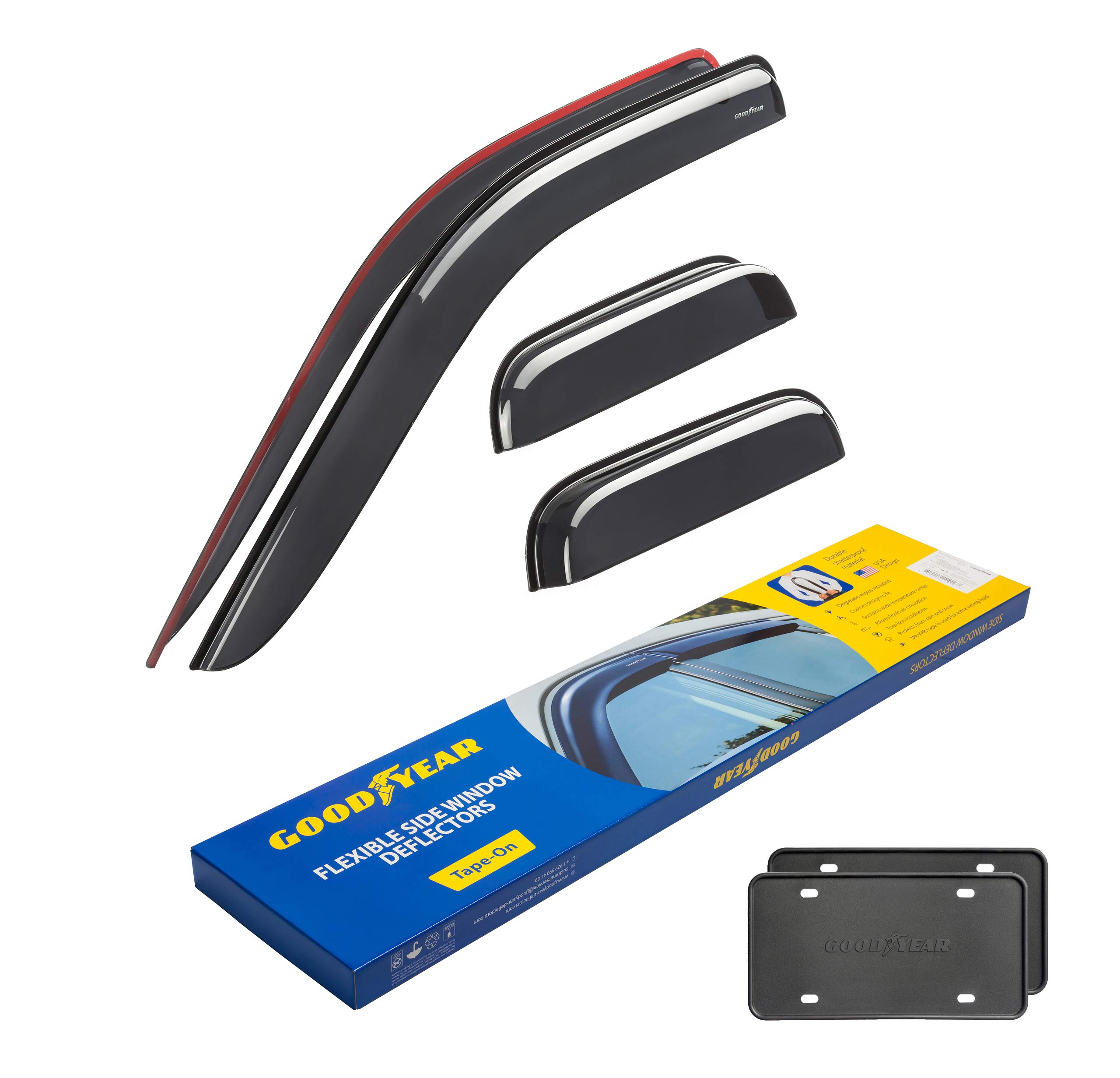 Goodyear Shatterproof Window Deflectors for Trucks Ford F250 F350 Super Duty 1999-2016 SuperCab, Tape-on Rain Guards, Window Visors, Vent Deflector, Vent Visor, Truck Accessories, 4 pcs- GY003196LP