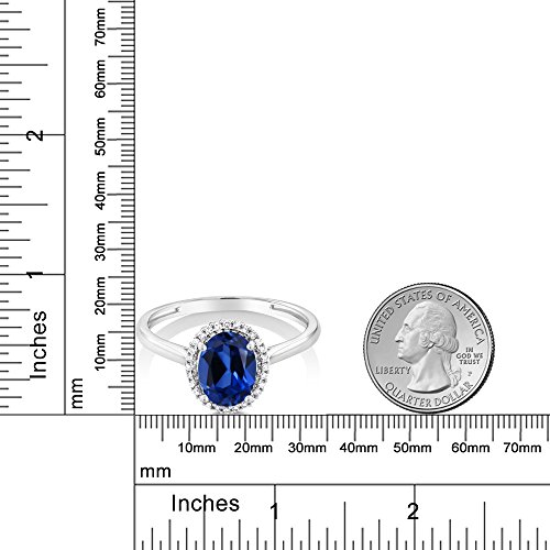 Gem Stone King 10K White Gold 8X6MM Oval Gemstone Birthstone & White Diamond Halo Engagement Ring | Wedding Anniversary Promise White Gold Ring For Women | Size 5,6,7,8,9