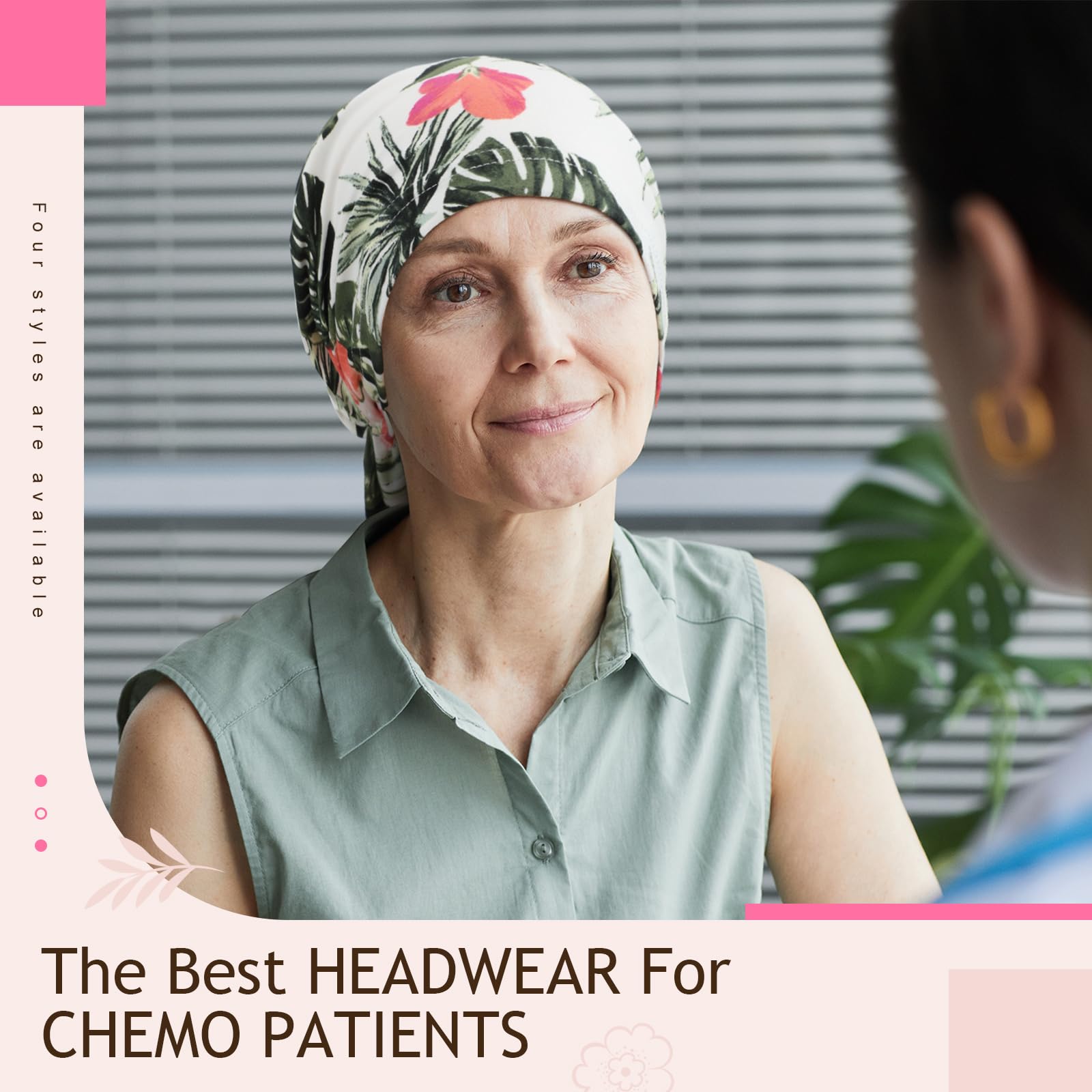 Halfchet 4 Pieces Chemo Headwear for Women Cancer Hats Pre Tied Chemo Caps Soft Cotton Elastic Head Scarf for Cancer Patients (Floral Pattern)