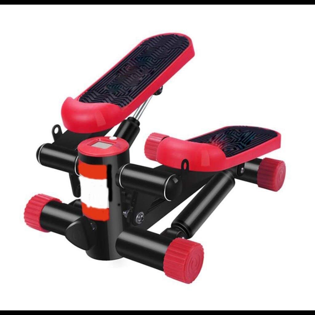 GRETD Mini Stepper Mini Fitness Exercise Machine Step Trainer Equipment with Resistance Bands Durable Safe Treadmill and Comfortable Foot Pedals (Color : Red)