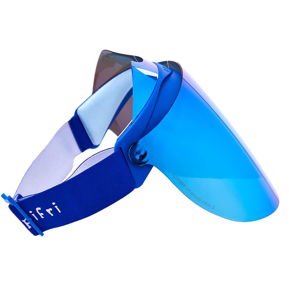 Hapifri UV Protection Face Shield, Unisex Facial Sun Visor for Men Women Outdoors Sports Driving, UPF 70+,100% UV400 Face Visor(Laboratory Test Certificate with Adjustable Headband Blue L…