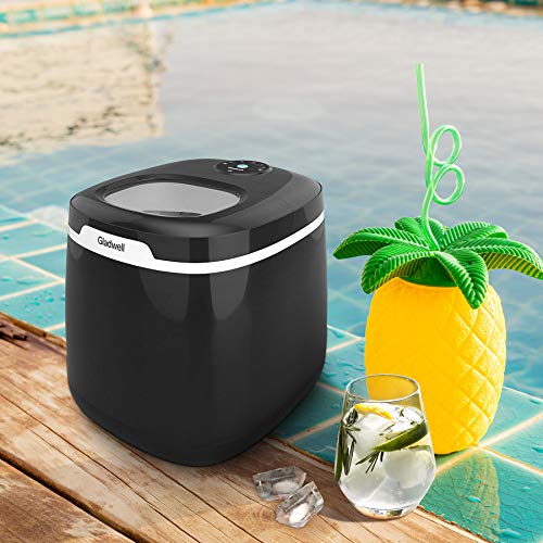Gladwell, Countertop Ice Maker Machine, Portable Bullet Ice Cube Makers, Makes 50 pounds of Ice Cubes Small and Regular, Low Noise No Plumbing Easy to Clean Mini Machines, Jet Black