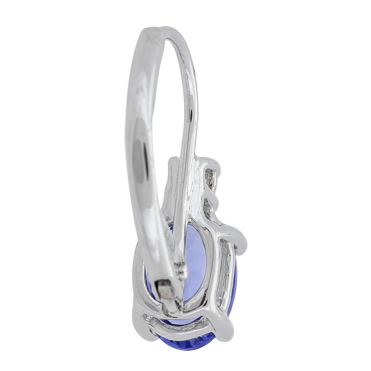 Gin & Grace 10K White Gold Natural Diamond (I1,I2) & Genuine Tanzanite Lever Back Earring for Women