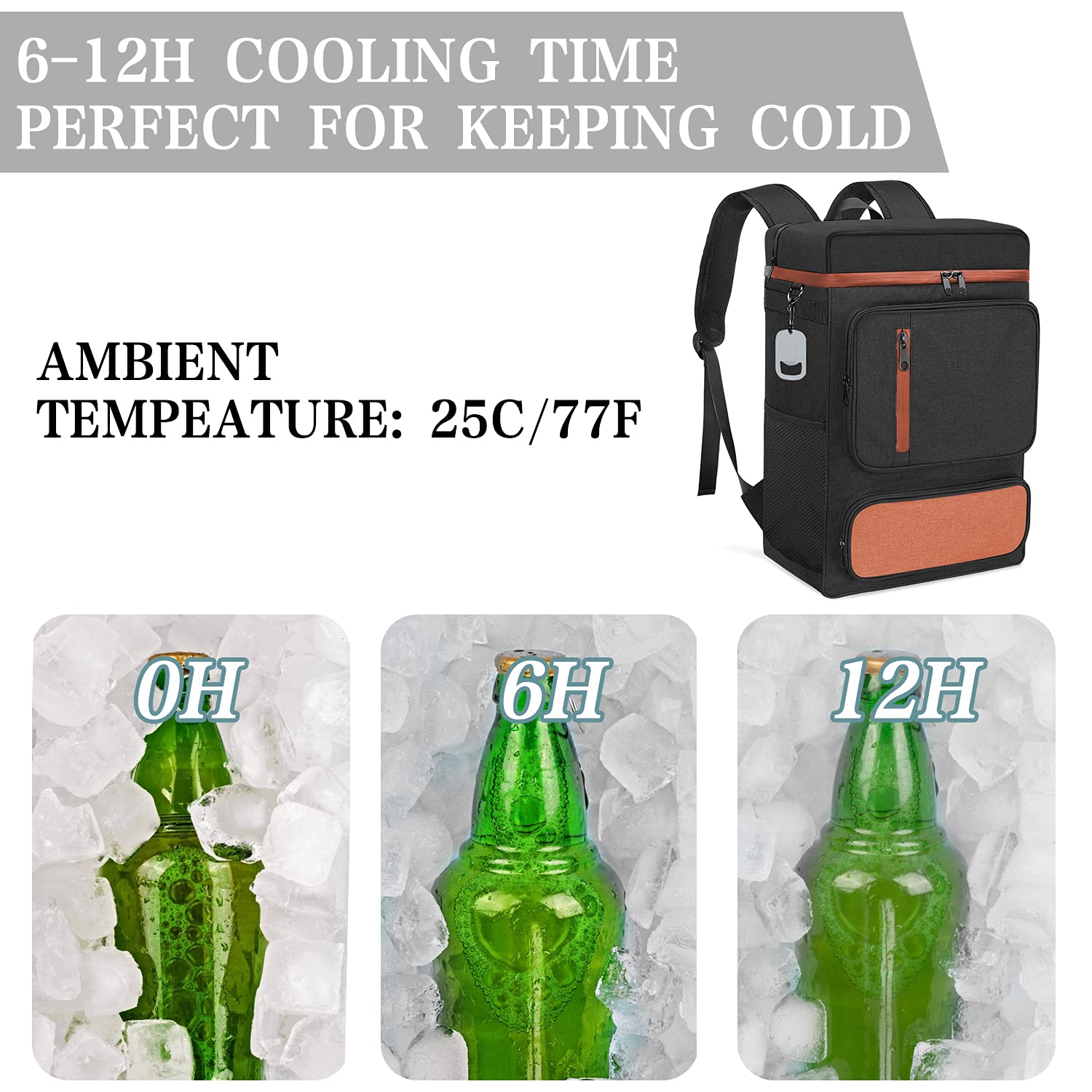 GARDRIT Insulated Cooler Backpack - 45 Cans Large Capacity Backpack Cooler Leak-Proof/Waterproof Lightweight Soft Beach Cooler Suitable to Work, Picnic, Hiking, Camping (Orange)