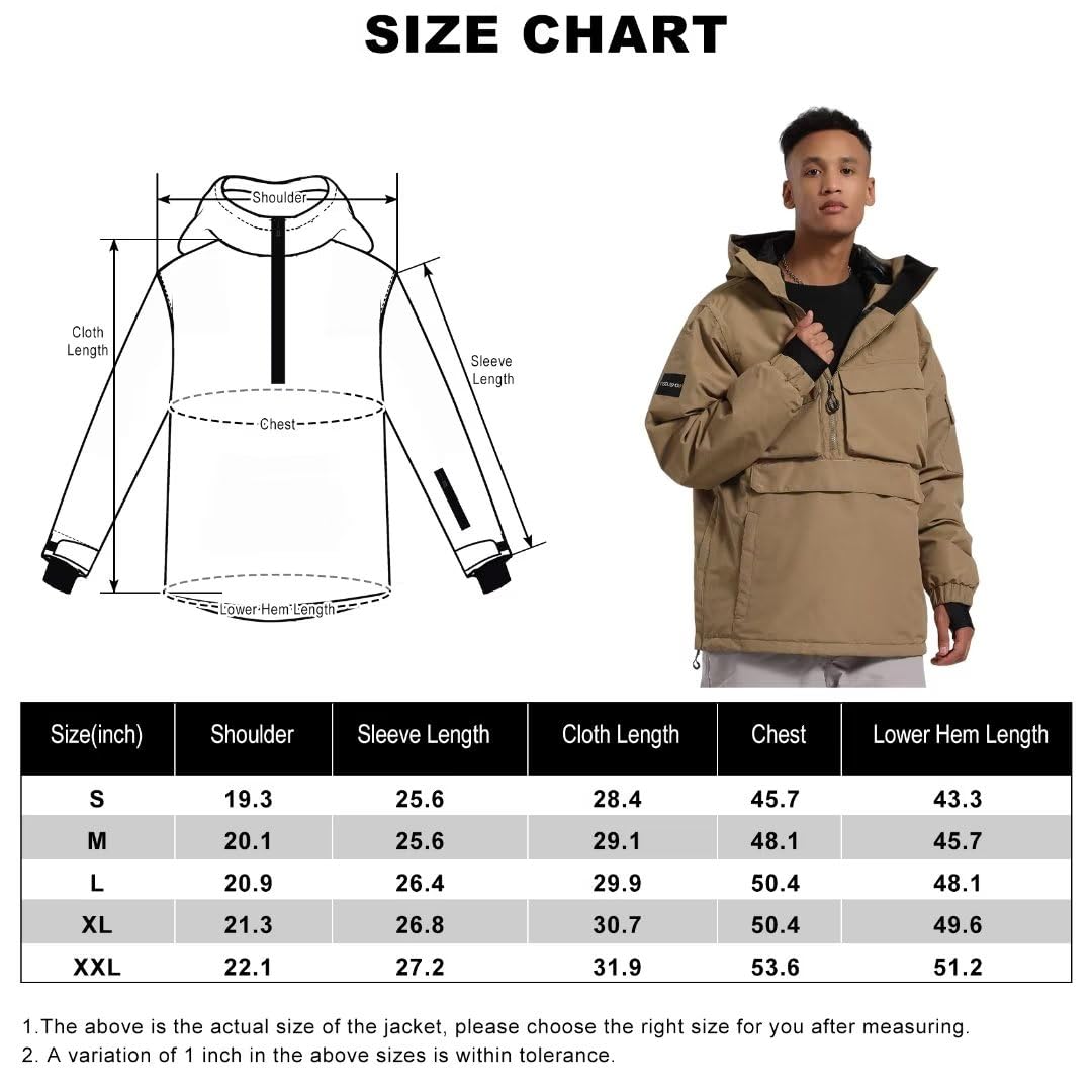 GSOU SNOW Men Snow Jacket Ski Snowboard coat Winter Waterproof Warm Hooded,L