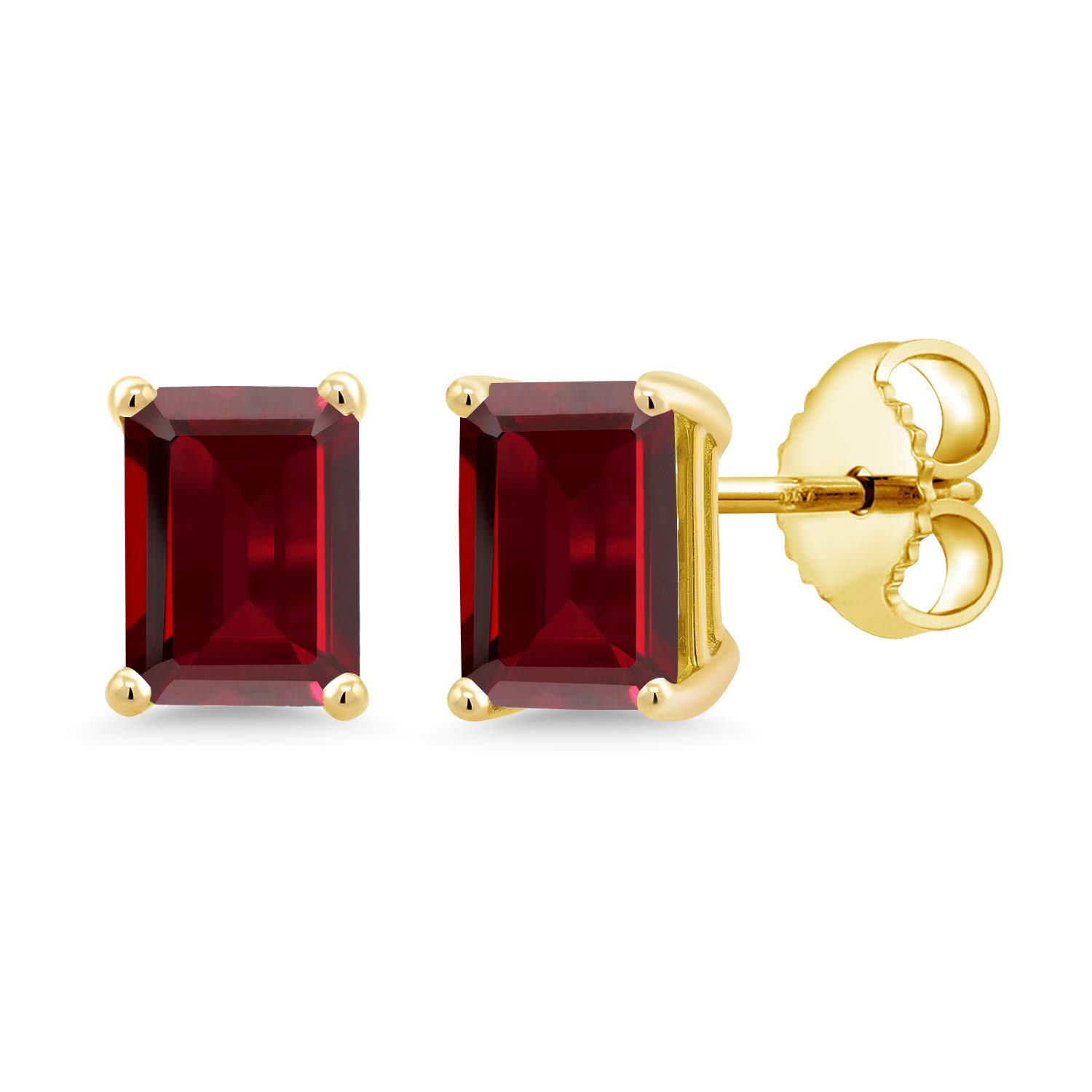 Gem Stone King 925 Sterling Silver 7X5MM Emerald Cut Gemstone Birthstone Stud Earrings For Women