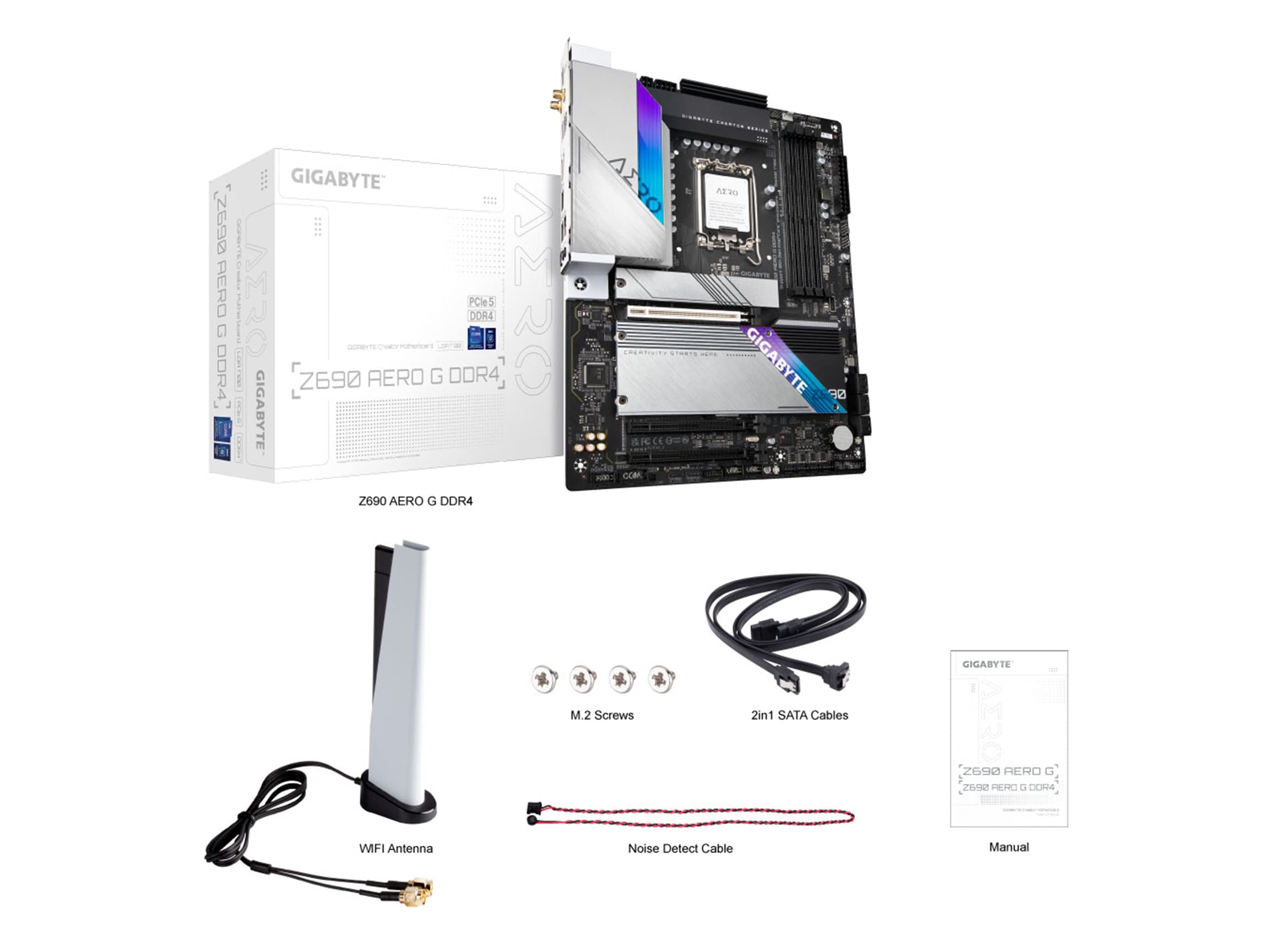 GIGABYTE Z690 AERO G DDR4 (LGA 1700/ Intel Z690/ ATX/ DDR4/ Quad M.2/ PCIe 5.0/ USB 3.2 Gen2X2 Type-C/ WiFi 6/ Intel 2.5 GbE LAN/ Motherboard)