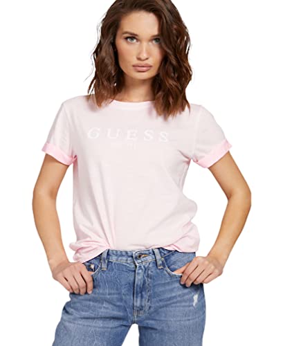 GUESS Women's 1981 Rolled Cuff Short Sleeve Tee, Pastel Dream Multi, Medium