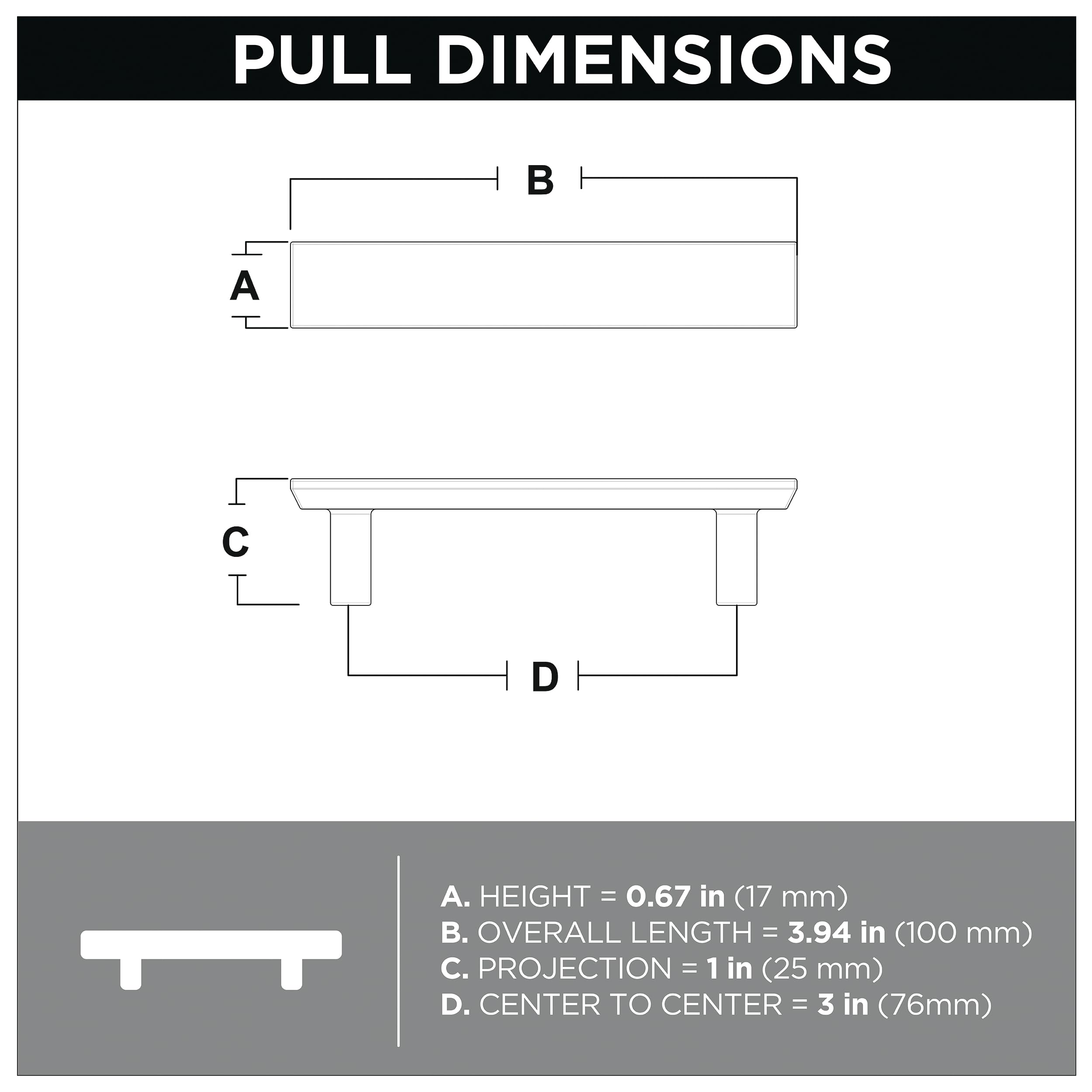Franklin Brass Simple Chamfered Cabinet Pull, Brushed Brass, 3 in (76mm) Drawer Handle, 10 Pack, P40844K-117-C