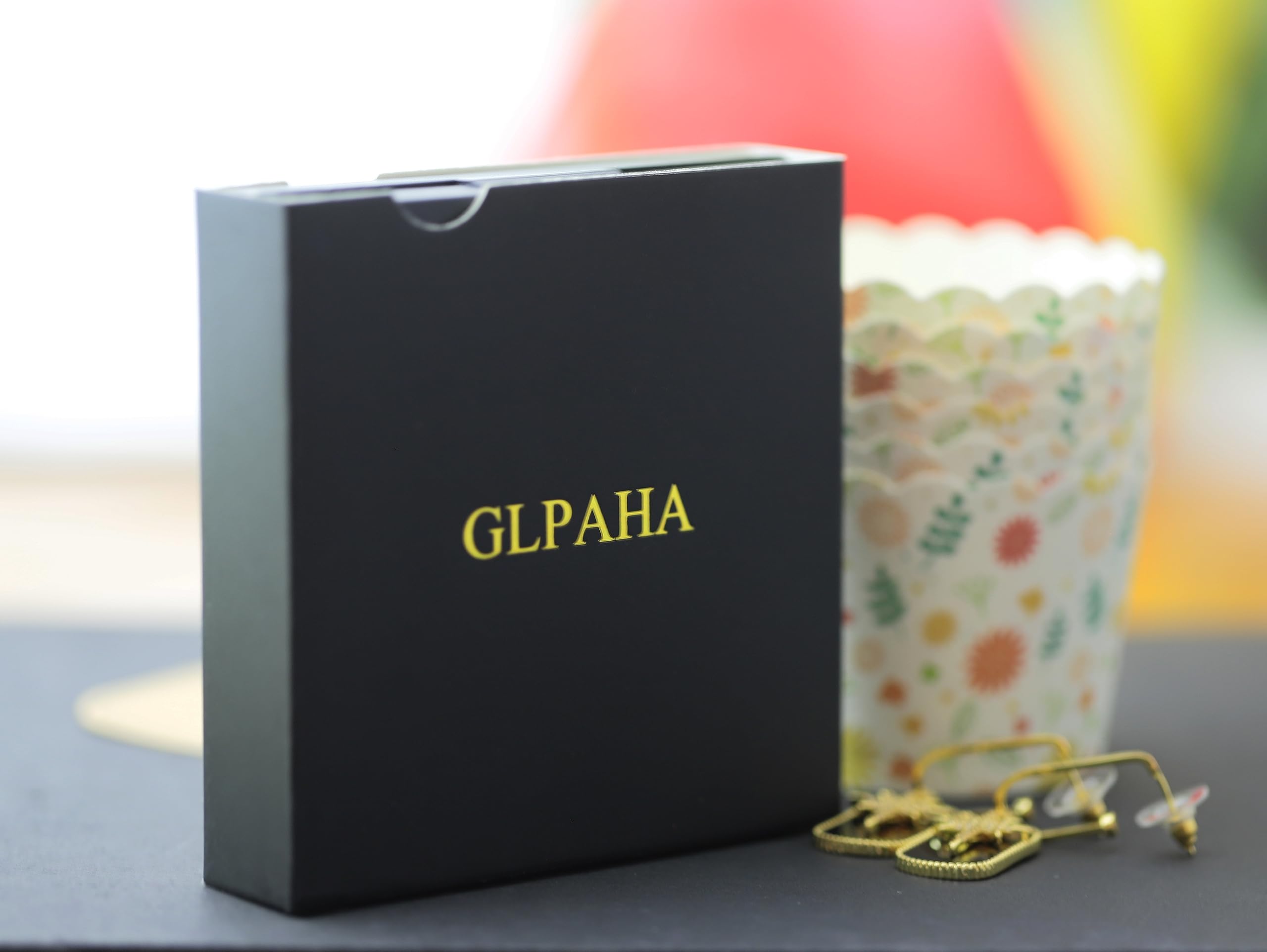 GLPAHA Star Black Dangle Earrings for women Sterling Silver Unique design Multiple wearing styles (black gold)