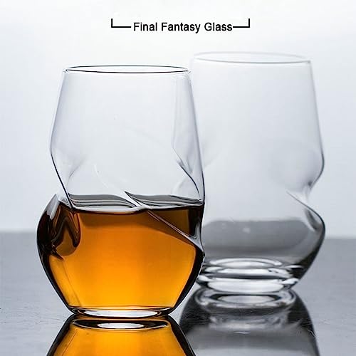 Glassware Stemless Wine Glasses, Clear Glass with Finger Indentations, Naturally Aerates Wine, Unique and Elegant Drinkware, 16.6 oz(430ml Capacity, Set of 2