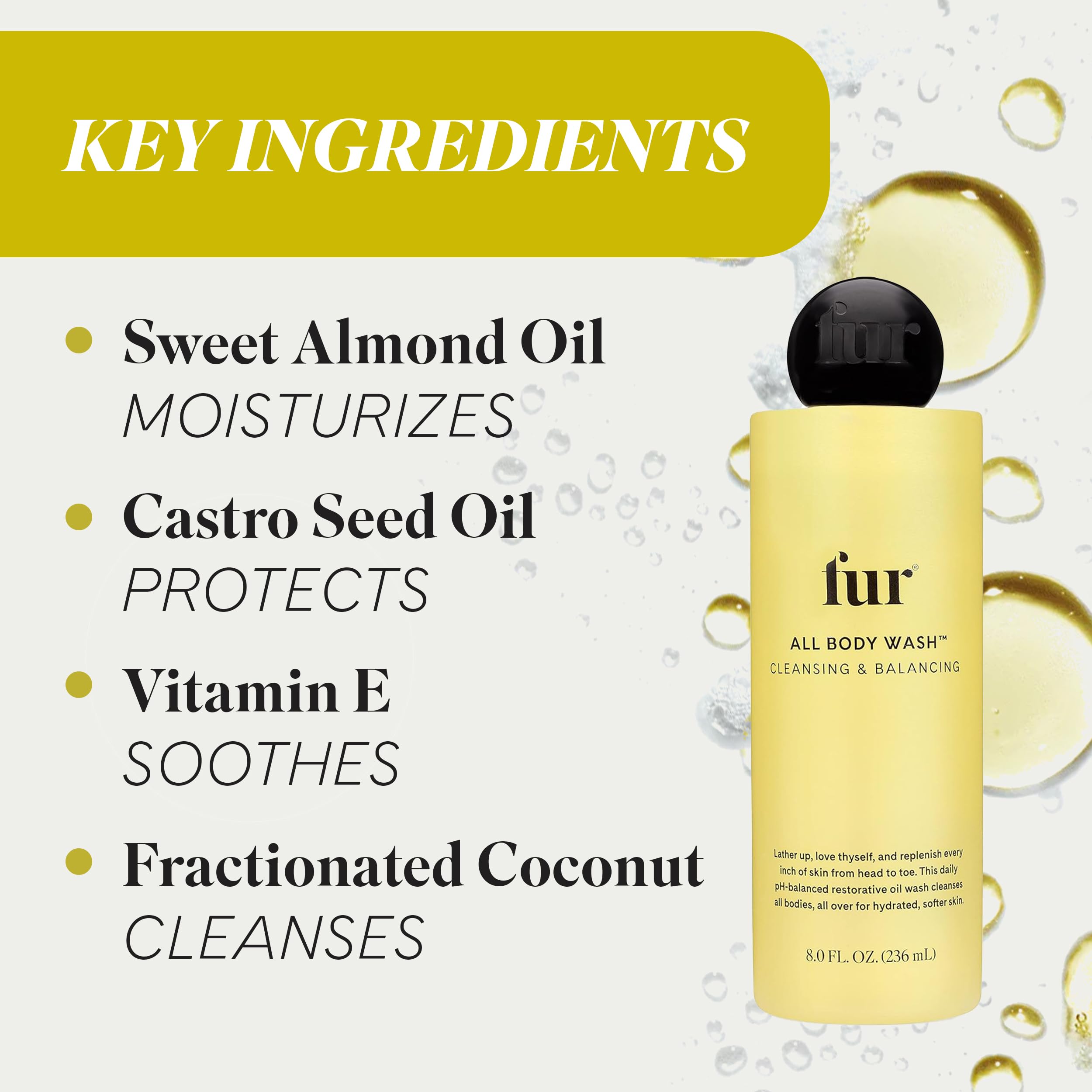 Fur All Body Wash- PH-Balancing Oil Body Wash, Hydrate and Soften Your Skin - 8 FL OZ