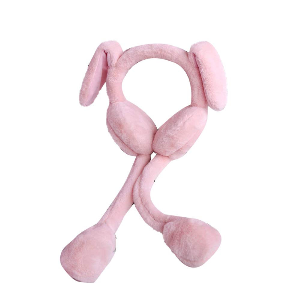 generic Rabbit Ear Earmuffs Easter Rabbit Ear Headbands Winter Ear Warmers for Women Girls Pink QT7301733AYUT