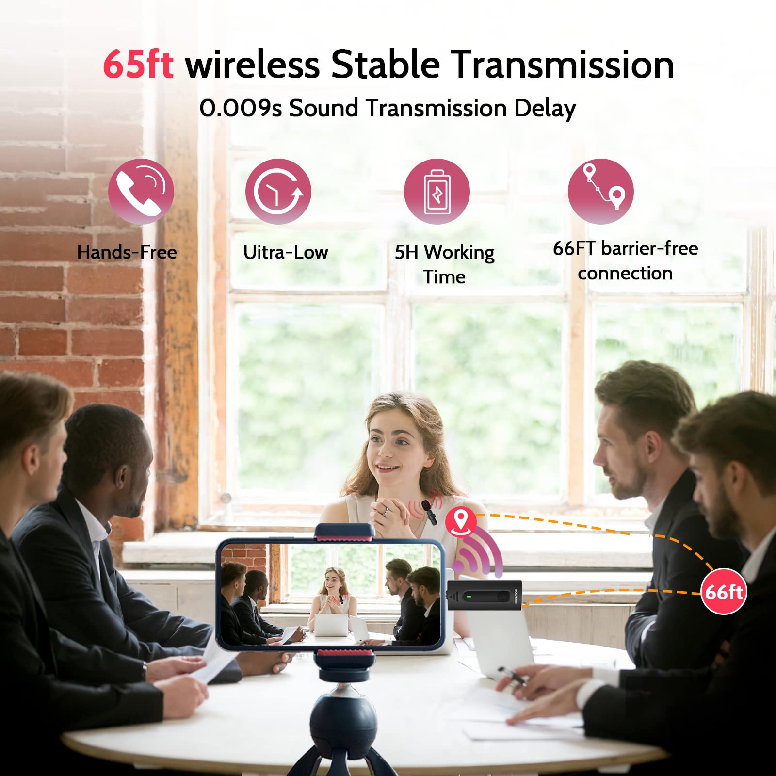 HIKATOP Wireless Lavalier Microphone for Camera iPhone iPad, Professional Wireless Microphone,Plug-Play Wireless Mic for Recording, DSP Noise Reduction Chip 5H Long Working Time for Video,Vlog