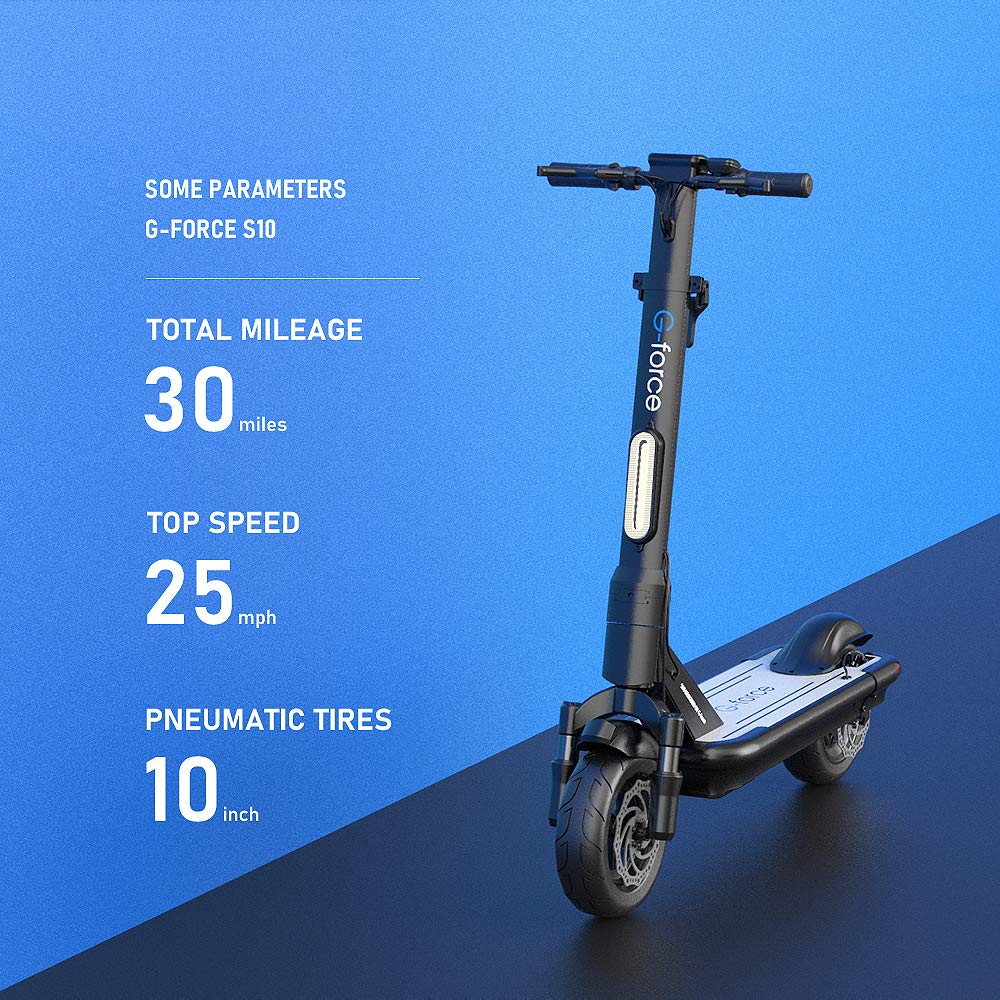 G-FORCE S10 Electric Scooter,10'' Tubeless Tire Electric Scooter for Adults,500W Motor,Max Speed 25 MPH,30 Miles Long-Range.