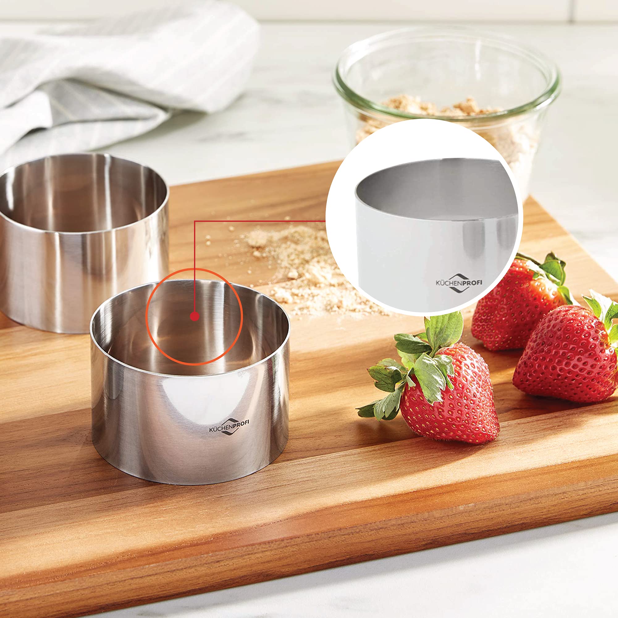 Küchenprofi Stainless Steel Cooking Rings, Set of 4 Forming Ring Molds, 2.5 Inches and 3 Inches