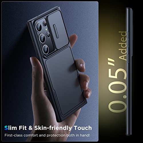 Simtect for Samsung Galaxy S23 Ultra Case with Camera Cover, [Military Drop Protection] [Snug Touch], Slim Protective Hard Back and Soft Edge Phone Case for Galaxy S23 Ultra Case 6.8 Inch- Black