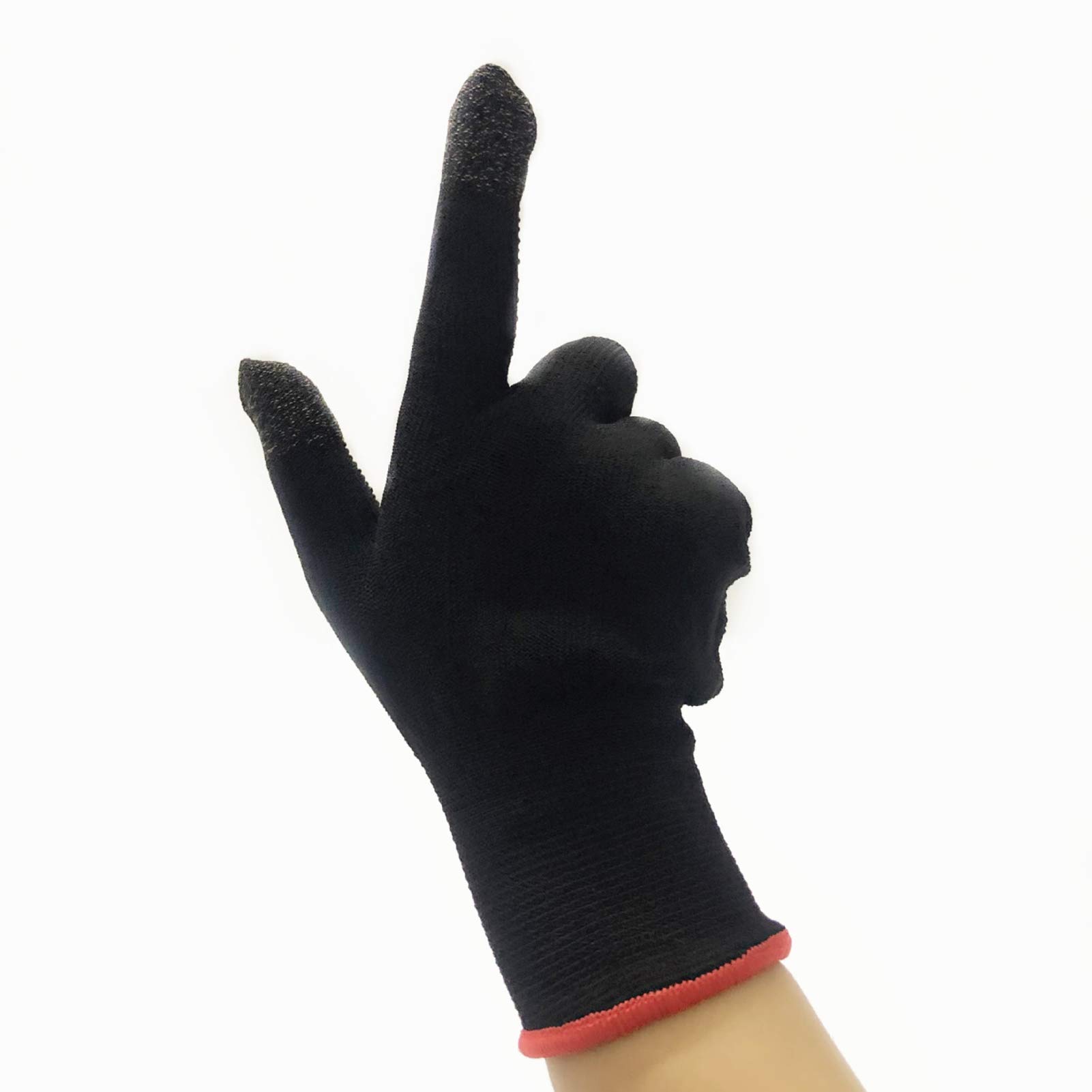Gaweb 2Pcs Gaming Gloves for Mobile Phone Games, Warm Breathable Touch Screen Gaming Finger Sleeve Kit Black 1size