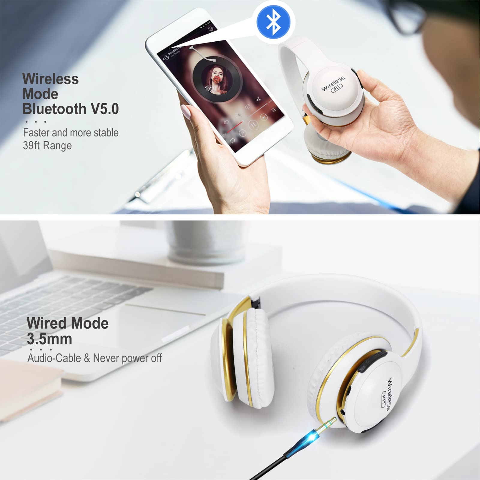 Gaming Headphones Compatible with Meta Quest 2 Headset Increase VR Immersion - VR Headphones with Custom Length Cable, Optimized Gaming Audio Driver, VR Accessories - White