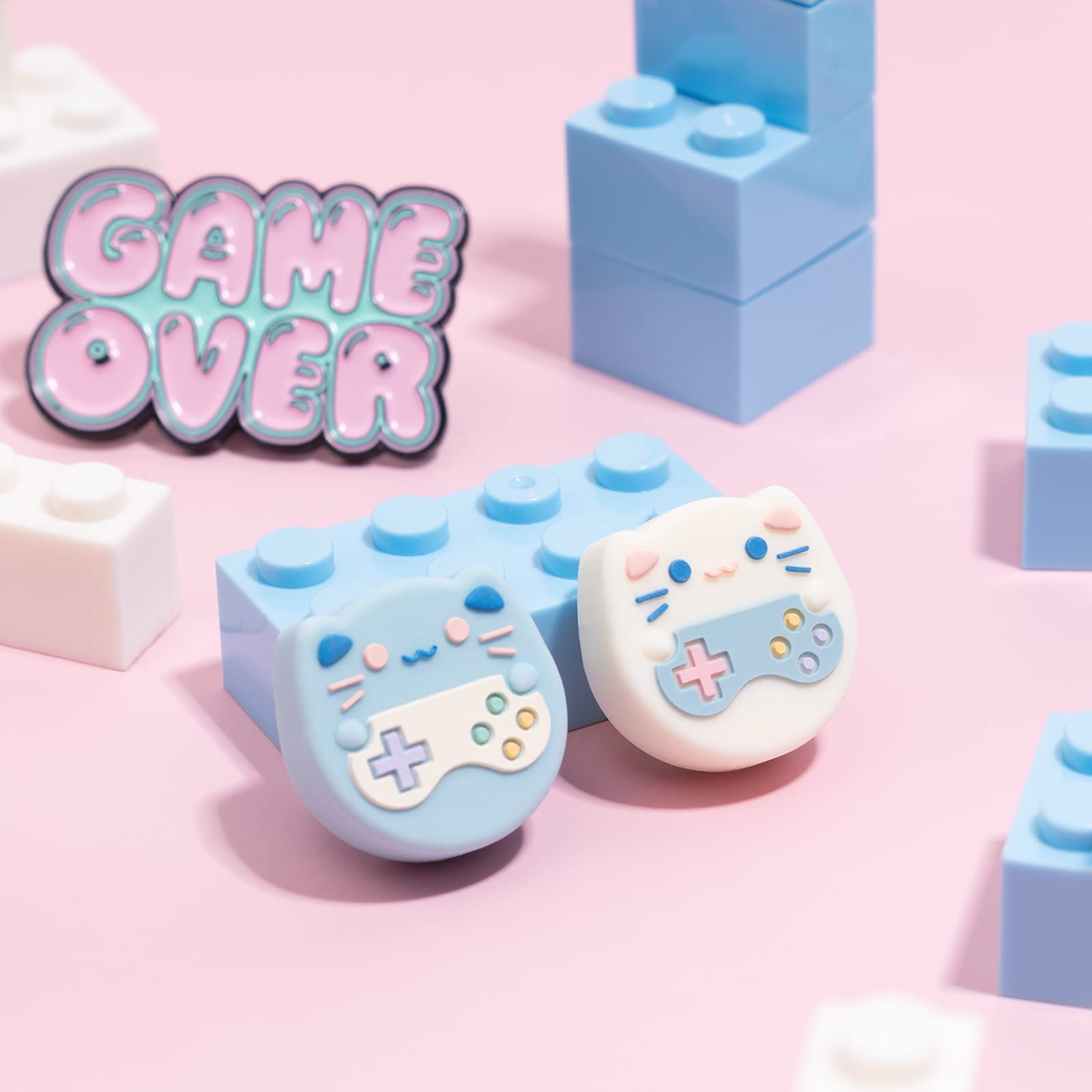 GeekShare Cute Animal Theme Thumb Grip Caps,Compatible with Nintendo Switch/OLED/Switch Lite, Soft Silicone Joystick Cover,4PCS - Gaming Cat