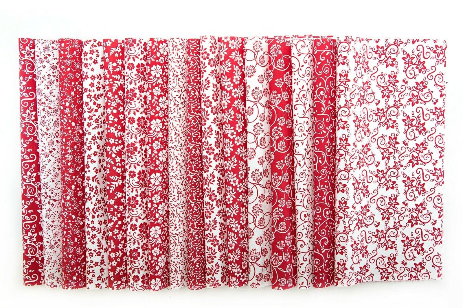 for 2.5 inch New Red & White Basics Jelly Roll Cotton Fabric Quilting Strips 16 pcs