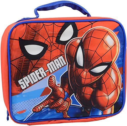 Spiderman Backpack with Lunch Box Set - Bundle with Spiderman Backpack for Boys 4-6, Spiderman Lunch Box, Water Bottle, Stickers, More | Spiderman Backpack for Kids