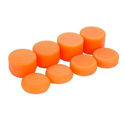 for PS5, PS4, PS3, Switch Pro, Xbox one, Xbox 360, Wii U, PS2 Controller Analog Stick Thumbsticks Joystick Cap Rubber Cover Silicone Thumb Grip Cap Joystick Thumbstick Replacement (Pack of 8 Orange)