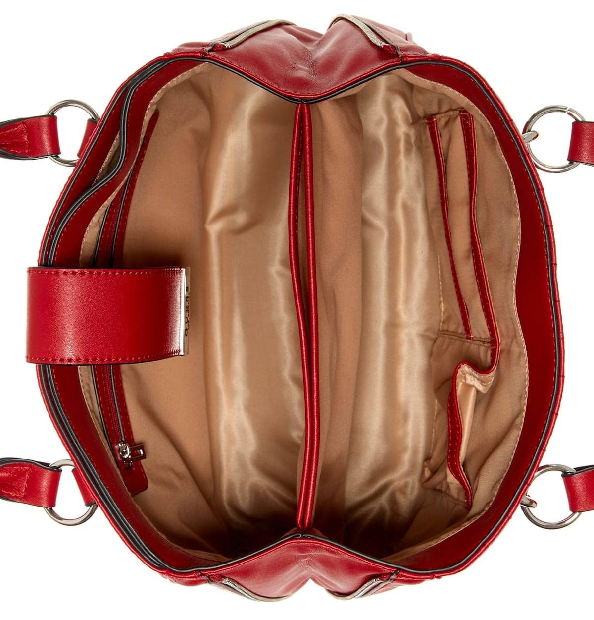 GUESS Women's Rolla Quilted Side Zipper Crossbody Bag Satchel Handbag Purse - Red