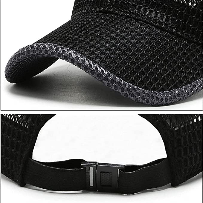 HeyBox Summer Mesh Cap Baseball Cap Sports Decoration Men and Women Baseball Cap Trucker Cap (Black-02)