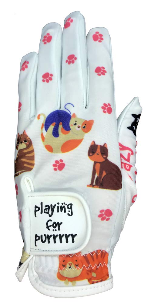 Giggle Golf Women's Golf Glove (Medium, Worn On Left Hand, Cat)