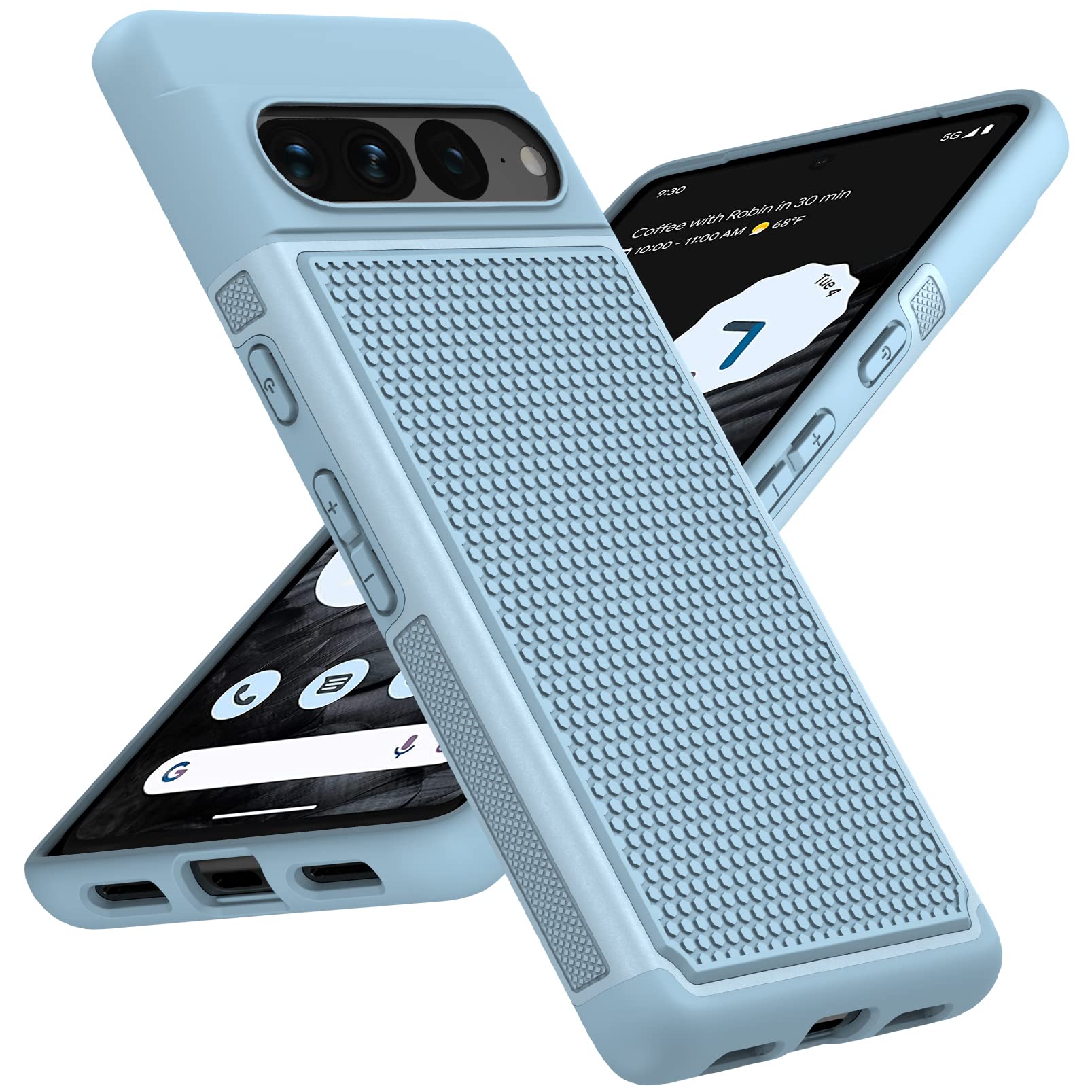 FNTCASE for Google Pixel 7-Pro Case: Dual Layer Protective Heavy Duty Cell Phone Cases Shockproof Rugged with Non Slip Textured - Military Protection Bumper - 6.7inch, Pixel 7 Pro Case (Navy Blue)