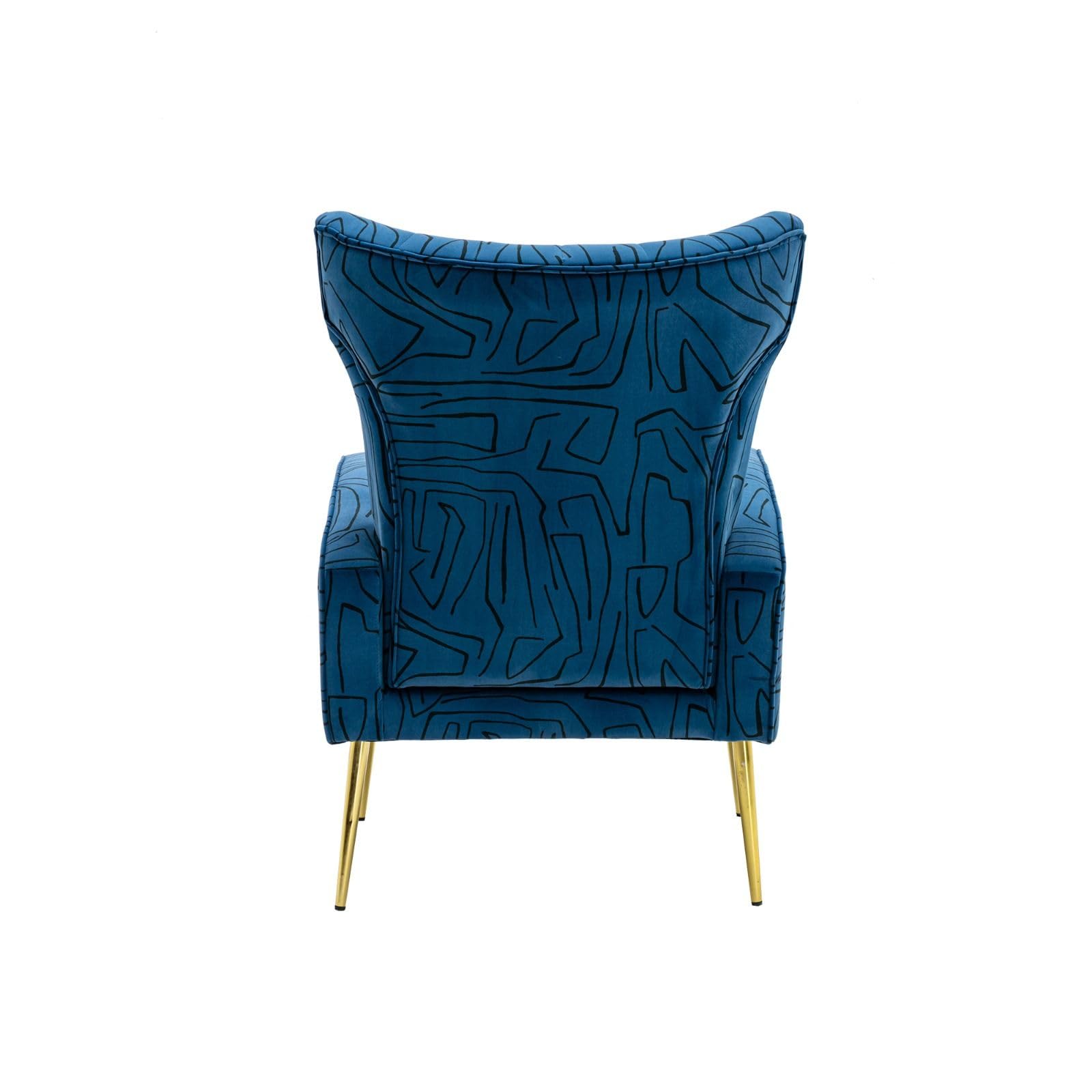 FRITHJILL Wing Back Velvet Upholstered Golden Metal Legs Art Deco Accent Chair, Yellow
