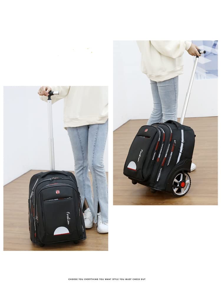 Rolling Backpack,Large Rolling Laptop Bag with Wheels for Women Adults,22inch Waterproof large Travel Laptop Backpacks,Carry On Luggage,Roller Wheeled Backpack Trolley Pack Office City (22inch, Black)