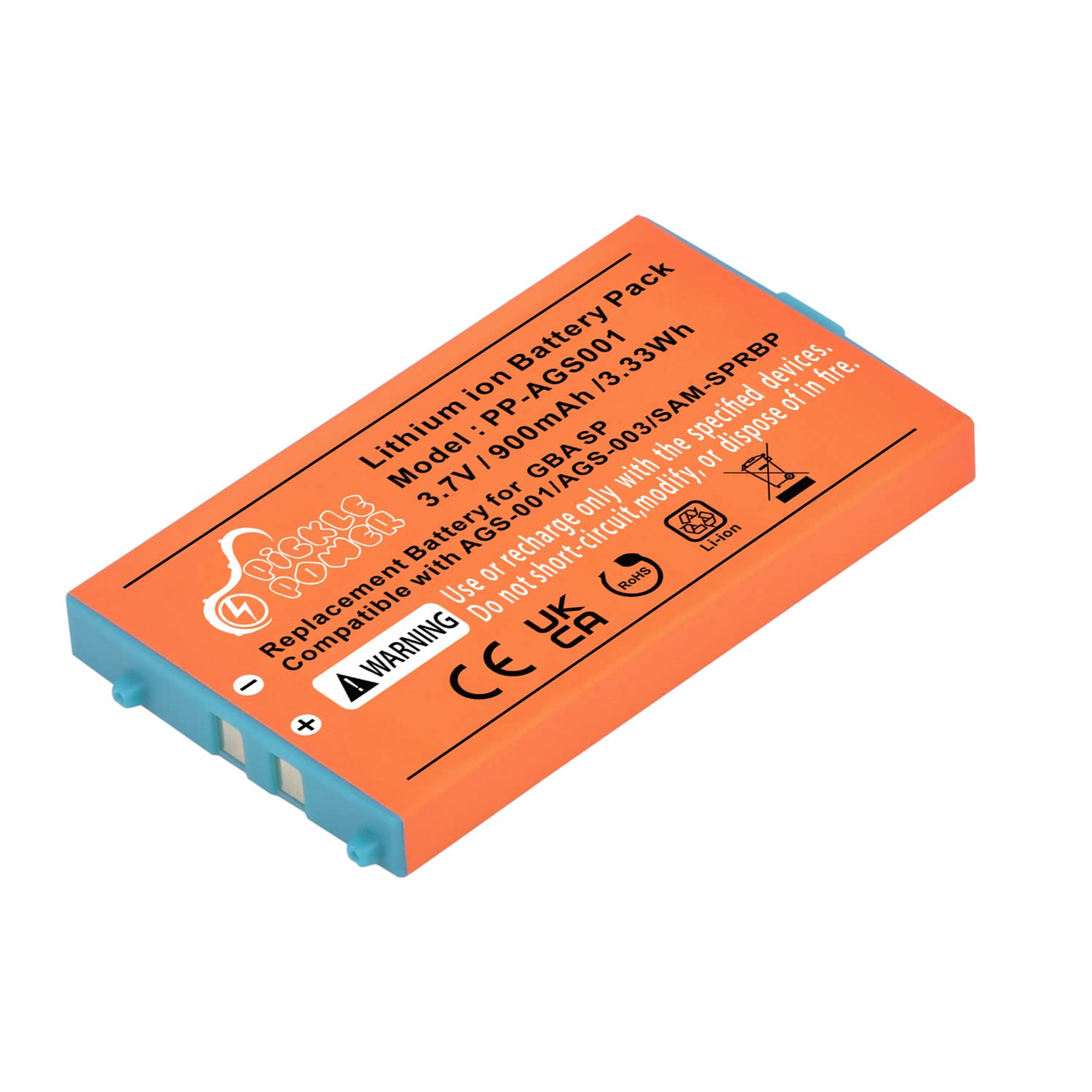 GBA SP Battery Replacement, Pickle Power 900mAh Rechargeable Lithium-ion Battery with Tool Kit Compatible With Nintendo Gameboy Advance SP Battery