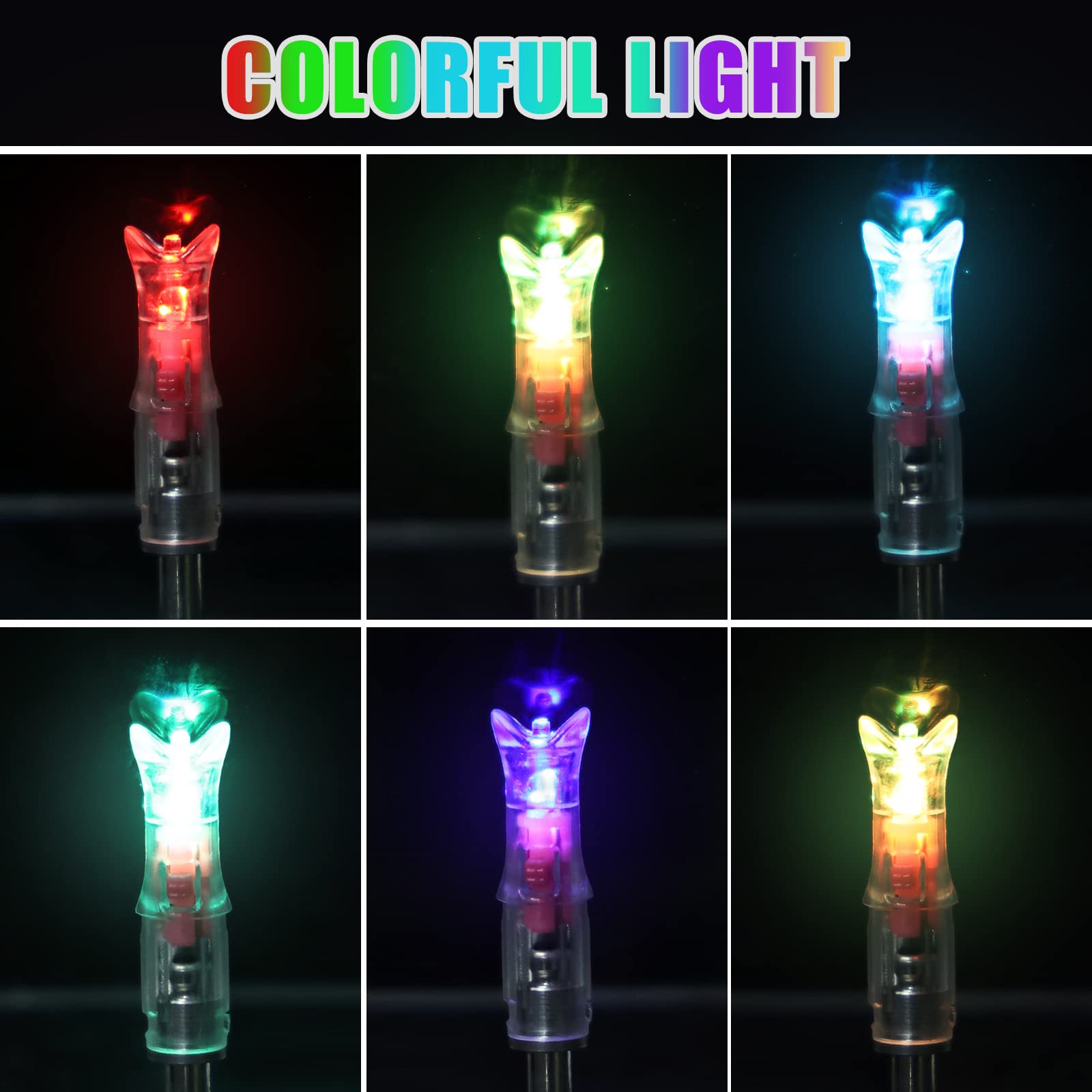 HPX Lighted Nocks for Arrows - Lighted Nocks 6 Pack Lighted Archery Nocks with 0.300"/ 7.62mm Inside Diameter for Archery Hunting (Colorful Pack of 6)