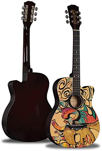 Guitar Kit, String Instrument Electronic Guitar Acoustic Guitar 38 Inch Ballad Guitar Beginner Personalized Coating Adjustable Sound Student Practice Rock Instrument 2 Colours ( Color : Beige , Size :