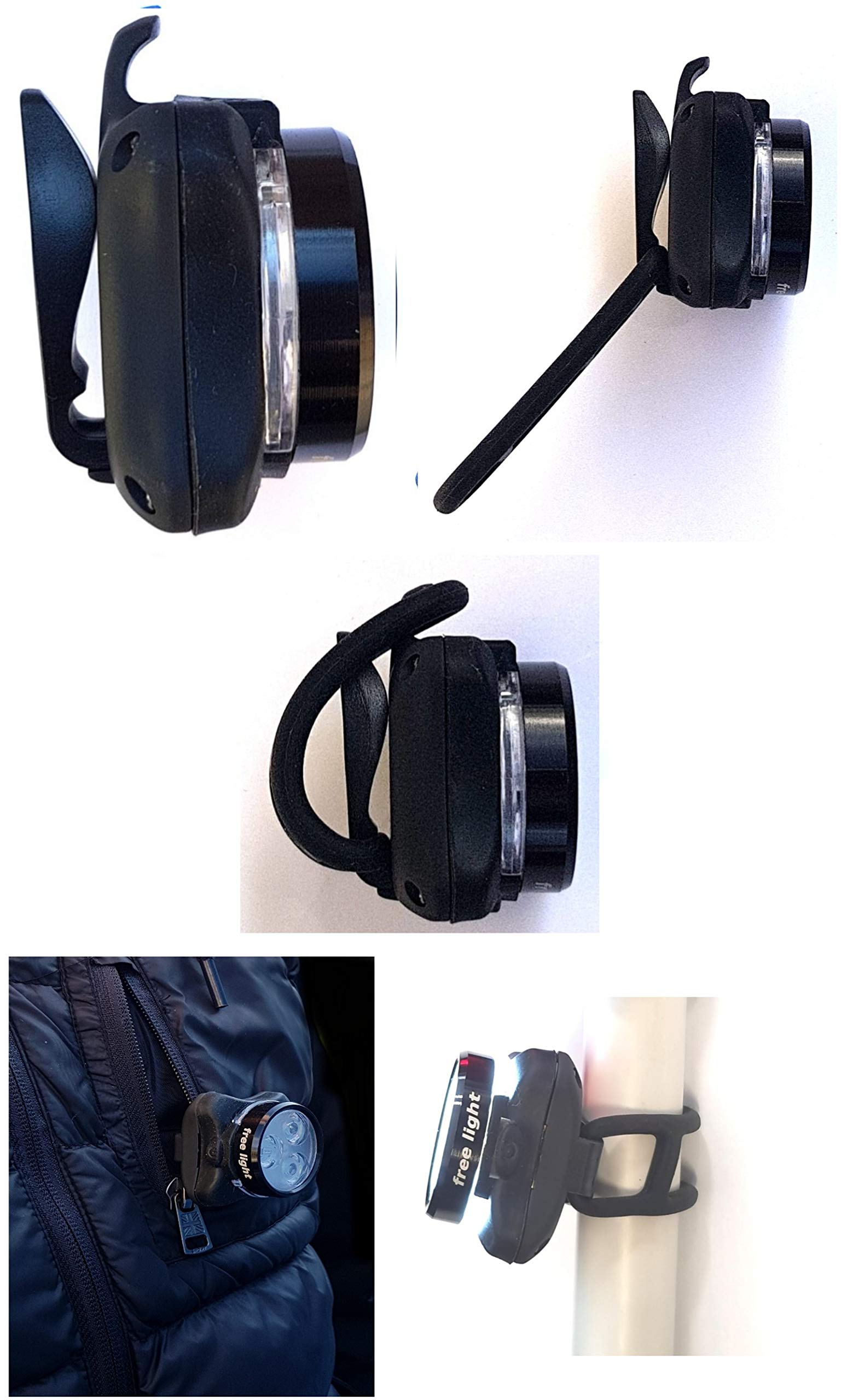 FREE LIGHT LED Bicycle Lights, Front and Rear Bike Lights Set, Black Aluminum Alloy and Durable Plastic, 4 Light Functions, 2 USB Cables Included and 4 Straps.