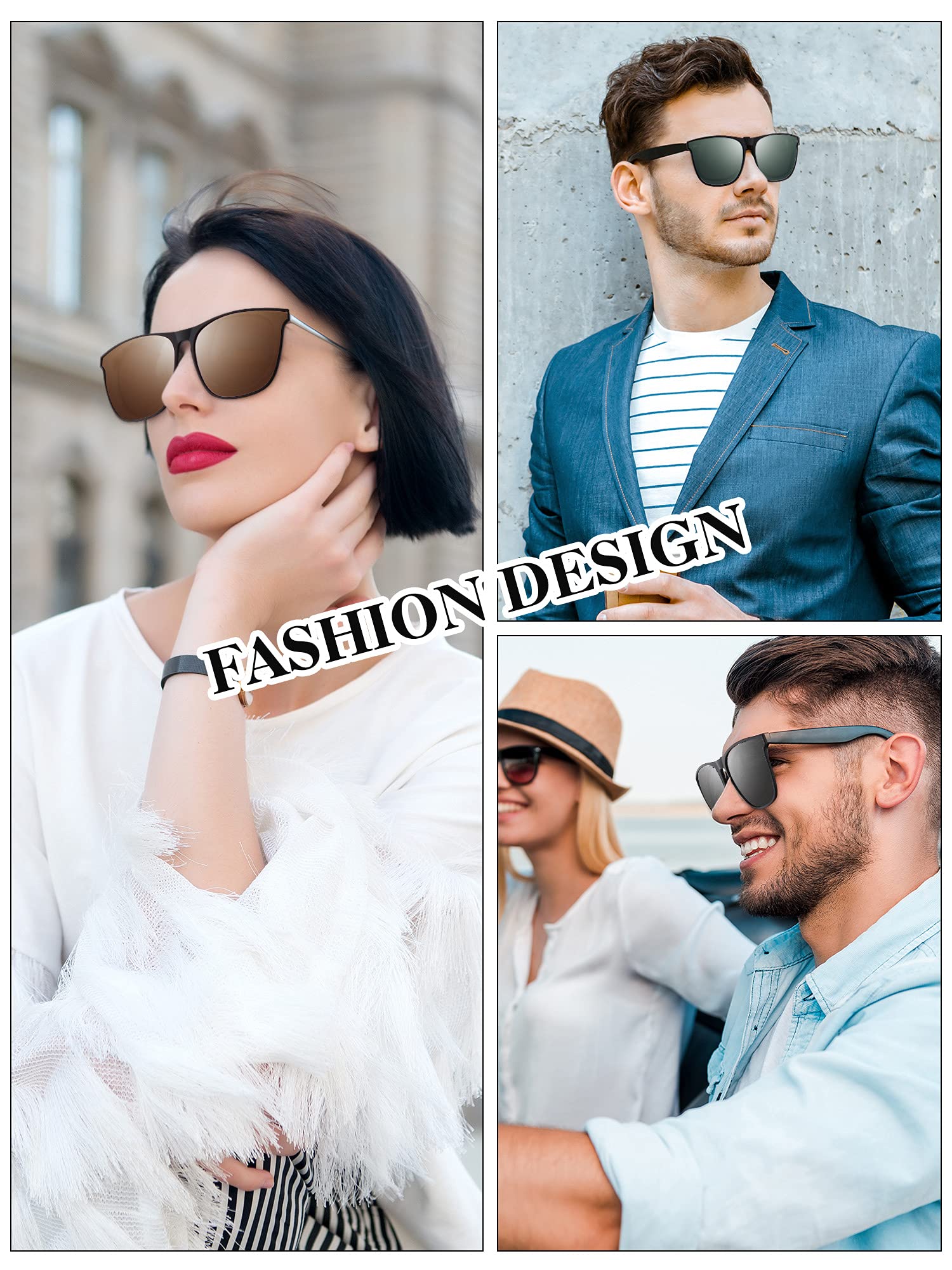 Frienda 3 Pair Oversize Polarized Clip-on Sunglasses Large Anti-glare TR90 Frame Flip up Driving Glasses for Women Men (Black Gray, Yellow)