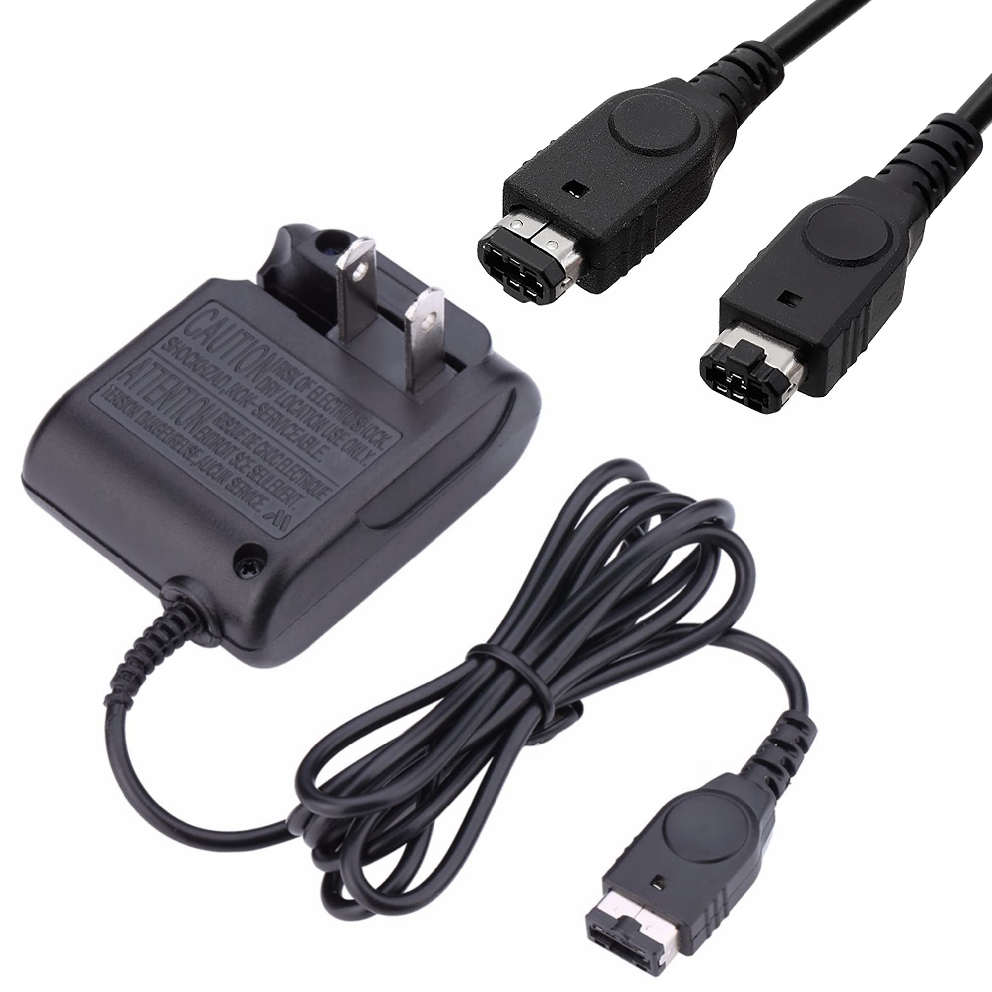 GBA SP Charger and Link Cable Set, AC Adapter and 2 Player Game Link Cable for Gameboy Advance SP, Wall Travel Charger Power 5.2V 450mA for Game Boy Advance SP