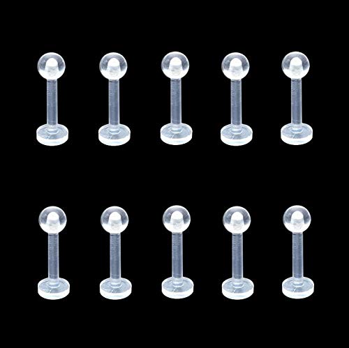 Happyupcity Cartilage Earring 30Pcs Clear Silica Gel and Acrylic Retainer Lip Rings Nose Studs Ear Helix Earring Clear Flat Top Retainer