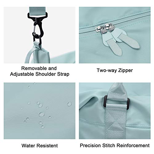 Sports Gym Bag Tote Bag for Men Women, Travel Duffel Bag with Wet Pocket, Shoulder Weekender Overnight Bag,Light Blue