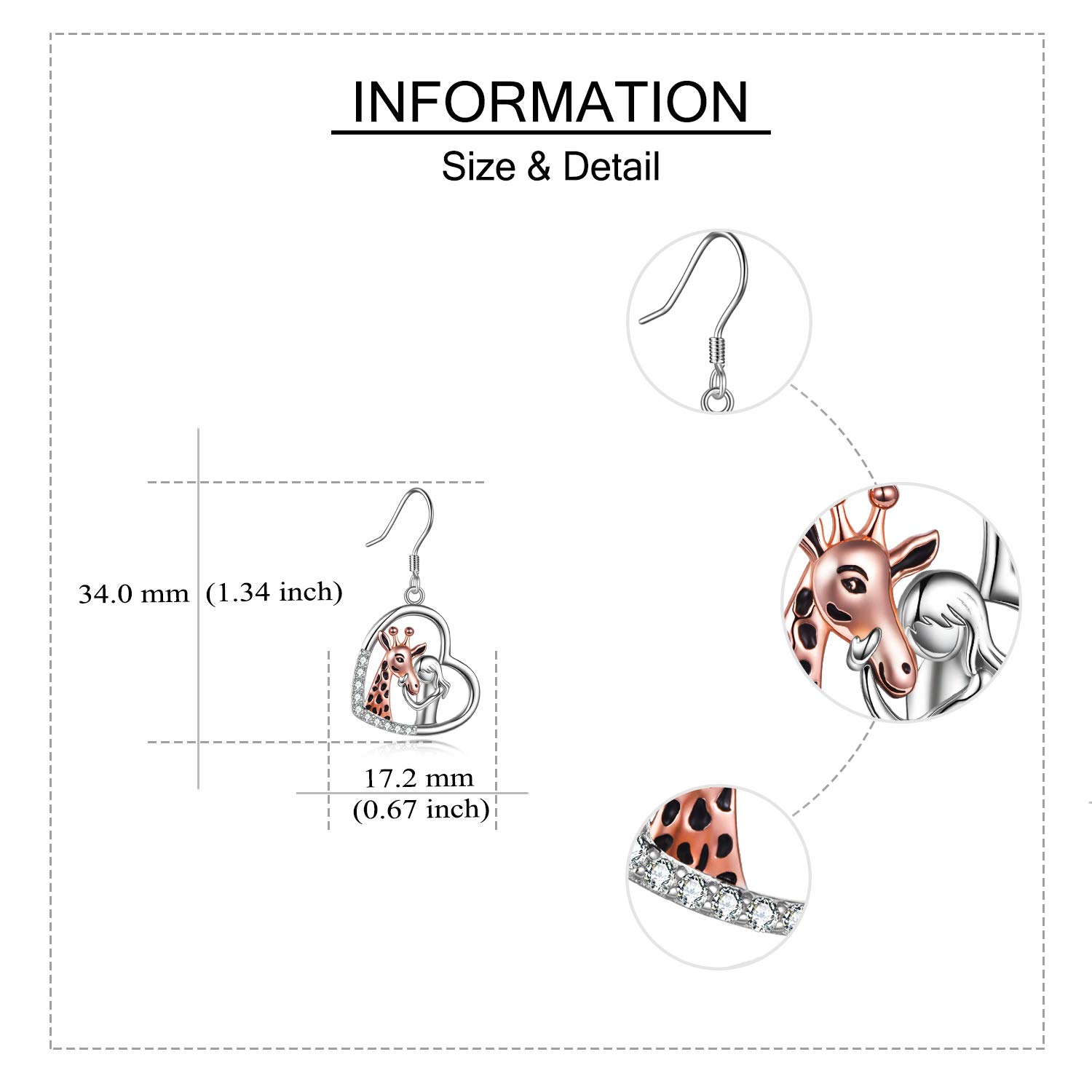 Giraffe Stud Earrings Sterling Silver Giraffe Earrings Mothers Day Gifts for Women Wife Mom