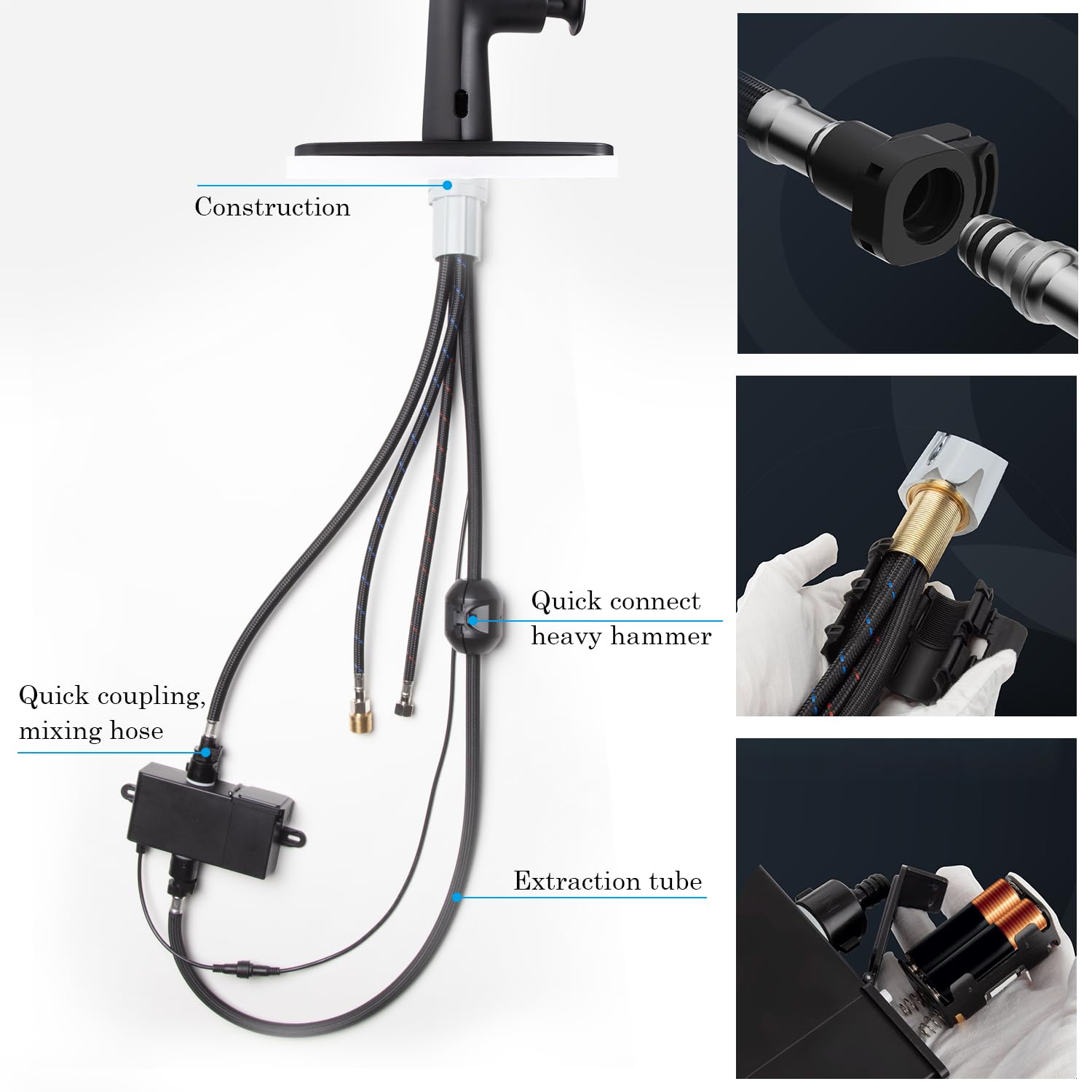 GIVINGTREE Dual Sensors Touchless Kitchen Faucet,One-Handle Pull Down Kitchen Faucet, 2 Mode Sprayer,Fingerprint Resistant, Dual Temp, American Standard braided hoses,Handle with 1/3 Hole Deck Plate