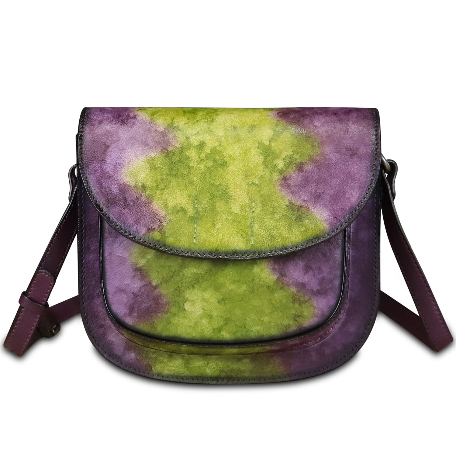 Genuine Leather Satchel for Women Vintage Purse Handmade Handbag Retro Designer Crossbody Bag (Multicolor3)