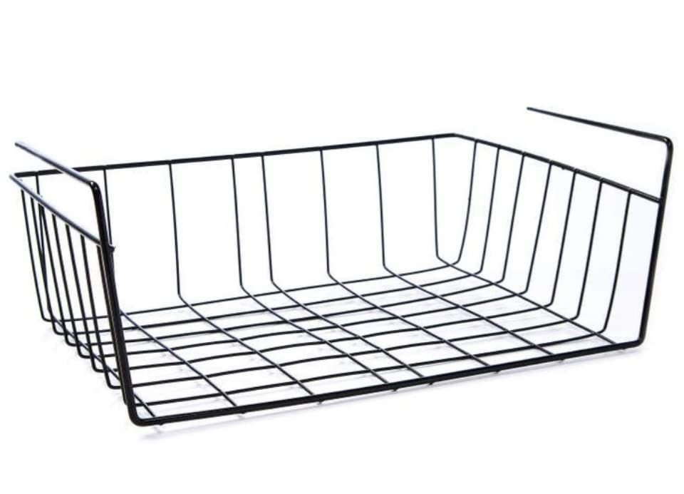 RoomForLife - 2 Pack Under Shelf Organization Baskets - Color Black - Slips on any Shelf/Cabinet - Kitchen Closet Laundry More