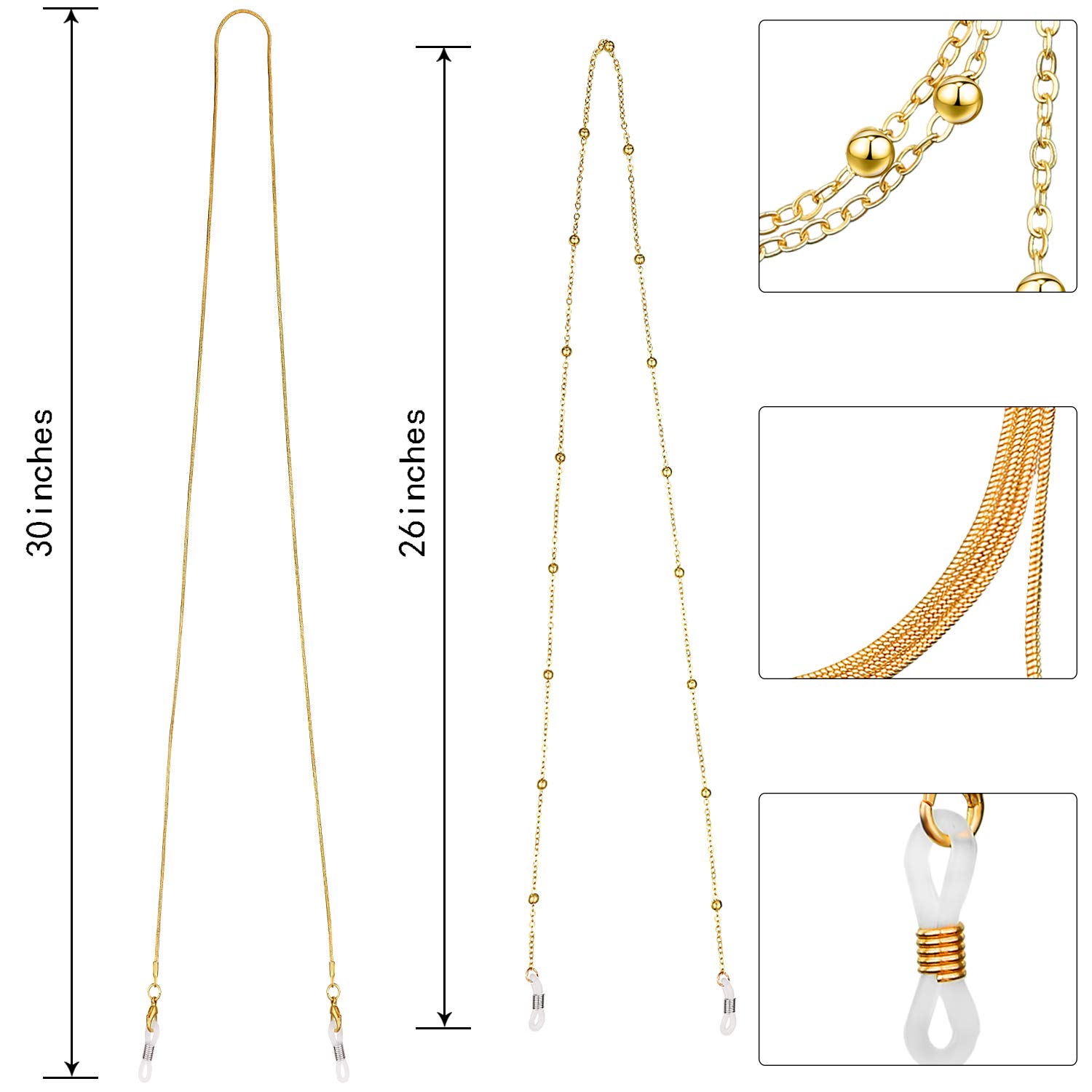 Frienda 6 Pieces Eyeglass Chains Elegant Eyewear Retainer Beaded Eyeglass String Holder Glasses Strap (Silicone Buckle Style)