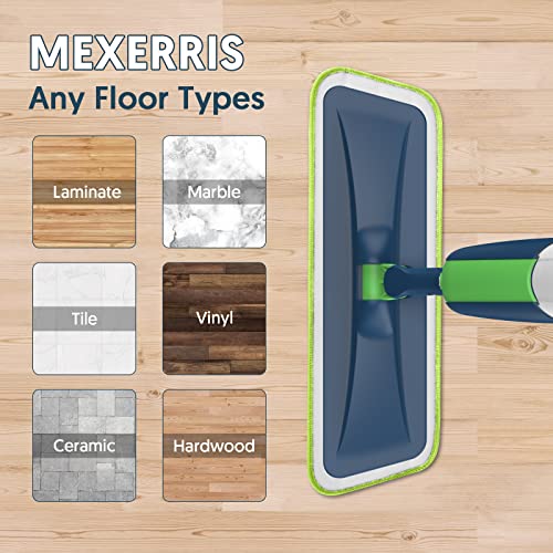Spray Mop Pads Heads Replacement Compatible with Swiffer PowerMop - MEXERRIS Microfiber Wet Mops Refill Mop Cleaning Pads Floor Mop Pads Fit for All Spray Mops & Velcro Design Mops,7 Pcs/Set Green