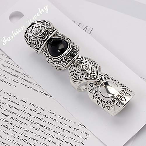 HonpraD engagement rings for women sterling silver Sisters Vintage Bohemian Women Stack Rings 4pcs/Set Silver Chunky Rings