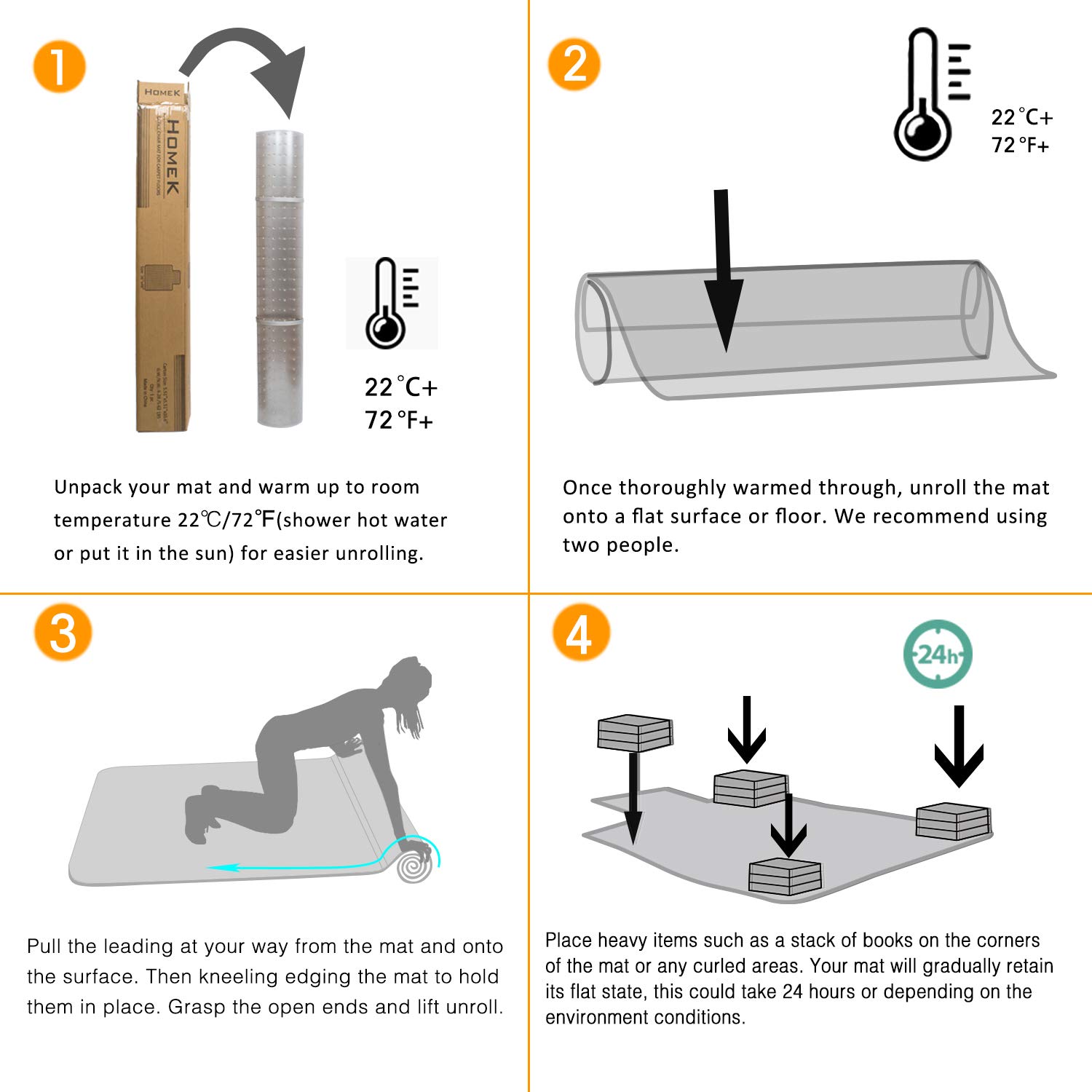 HOMEK Chair Mat for Carpeted Floors, 53β x 45β Transparent Office Chair Mat for Low Pile Carpet, Sturdy Floor Mat for Office Chairs